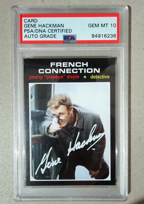 Gene Hackman French Connection Autographed 1971 Set Card PSA/DNA GEM MT ...