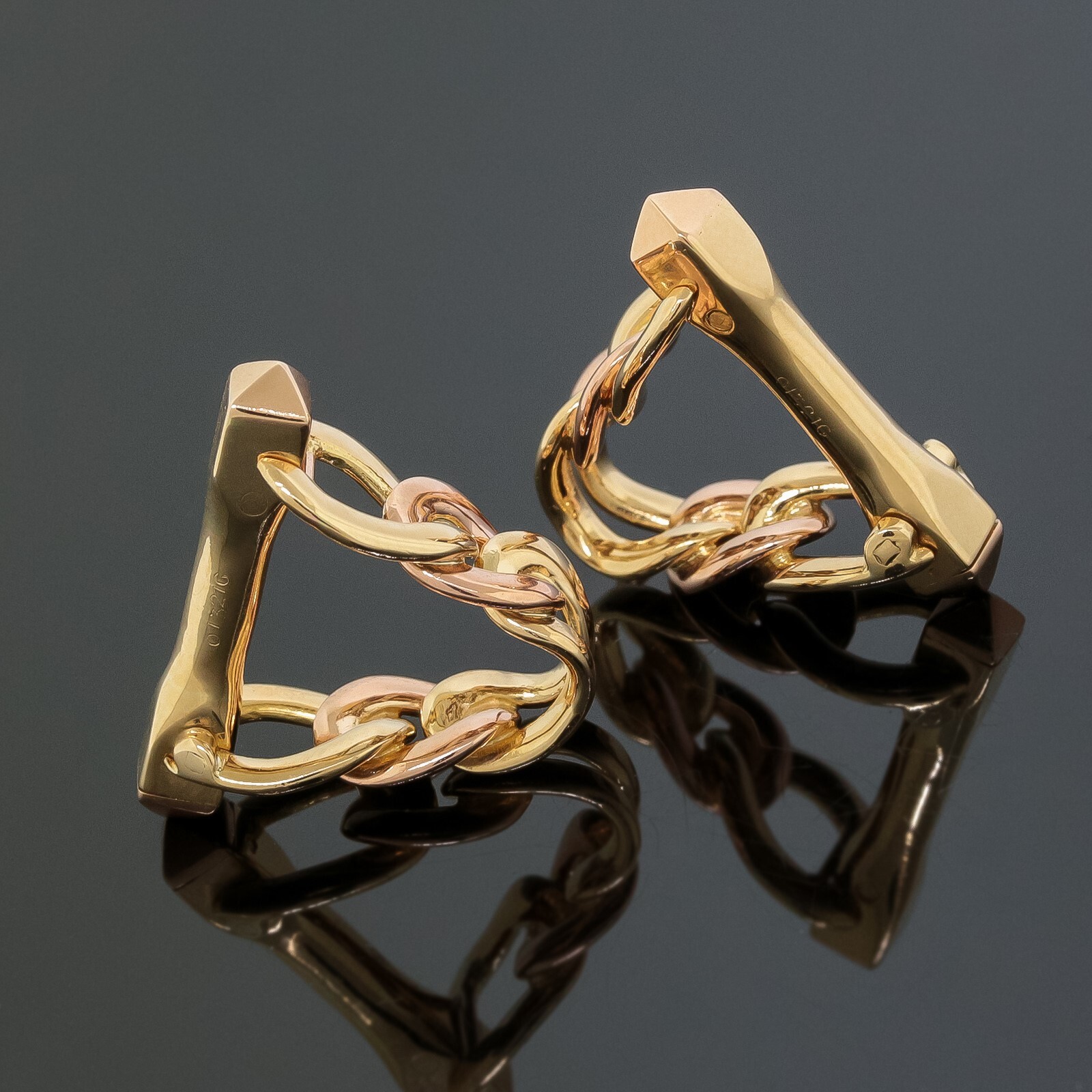 Vintage Cartier Stirrup Chain Cufflinks 18K Rose and Yellow Gold | eBay