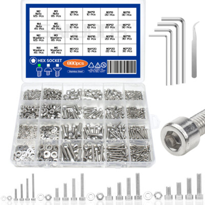 880pcs Metric Screws Assortment kit, Hex Socket Head Cap, Bolts Nuts ...