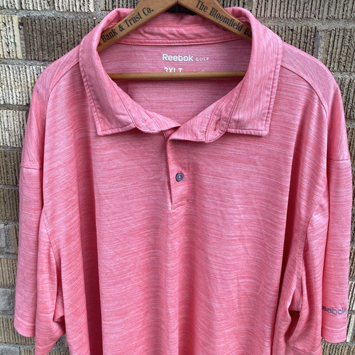 Reebok Mens 3XLT Golf Polo Stretch 3XL Tall Polyester Spandex Salmon ...