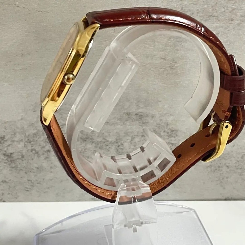 Seiko Antique Square Men's Quartz Wristwatch Used Brown Leather Band ...