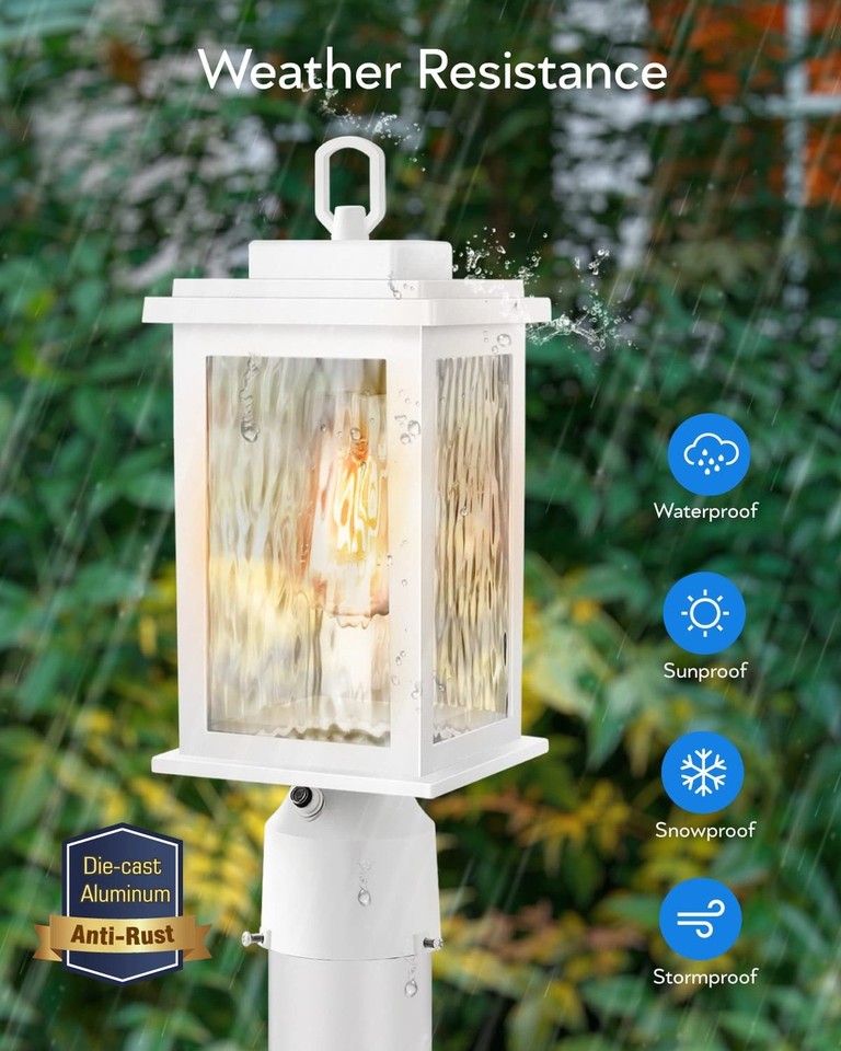 VIANIS White Outdoor Post Light Hardwired 120V, Dusk to Dawn Light ...