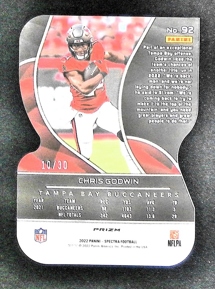 2022 PANINI SPECTRA CHRIS GODWIN GREEN RED KALEIDOSCOPE PRIZM RARE /30 ...