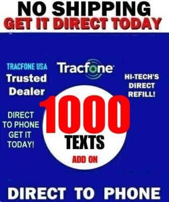 1000 TEXTS TRACFONE ADD ON REFILL ⚡ GET IT TODAY! ️ NO SHIPPING ...
