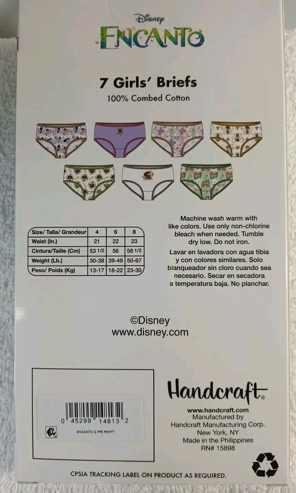Girls Panties Multicolor Briefs Sz 4 Cotton New 7 PACK Disney Encanto ...