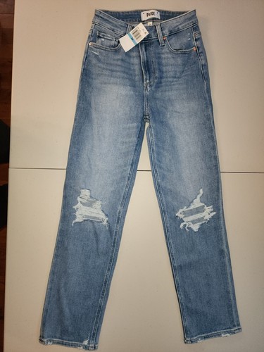Pistola Cassie Distressed High-Rise Straight-Leg Jeans Size 30 Button ...