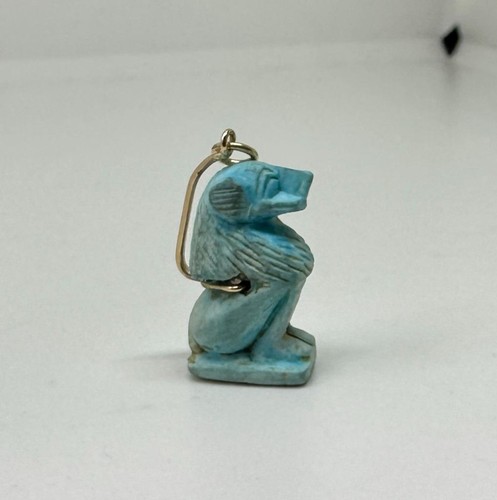 Ancient Egyptian Faience Baboon Monkey Amulet Pendant Necklace 700-300 ...