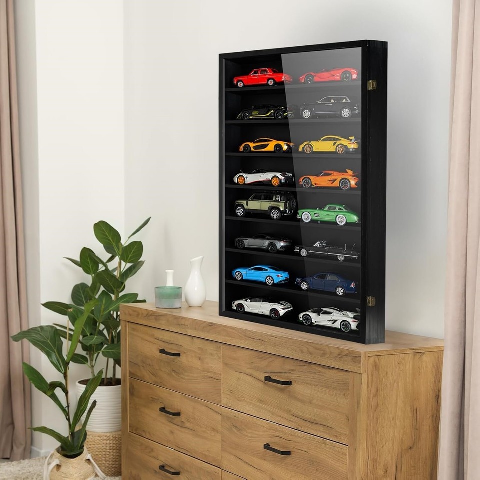 Model Car Display Case 1/24 Wall Mounted Diecast Cabinet Wooden ...