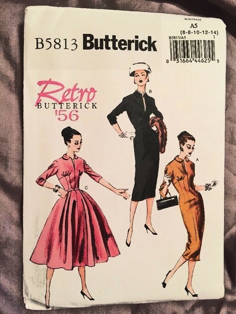 50s Retro Dresses Butterick 5813 Pattern Sizes 6 to 14 Rockabilly Dress ...