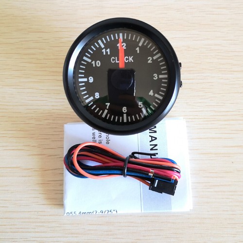 52MM Black Universal Clock Gauge for Car Truck Marine Red Led ...