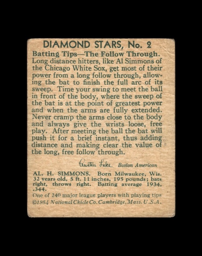 1934-36 Diamond Stars Set-Break # 2 Al Simmons LOW GRADE *GMCARDS* | eBay