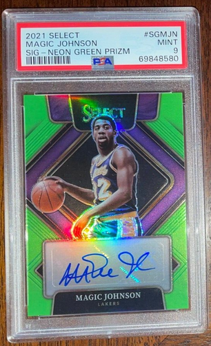 2021 Select Magic Johnson Auto Neon Green /99 PSA Mint 9 🔥🔥🔥 | eBay