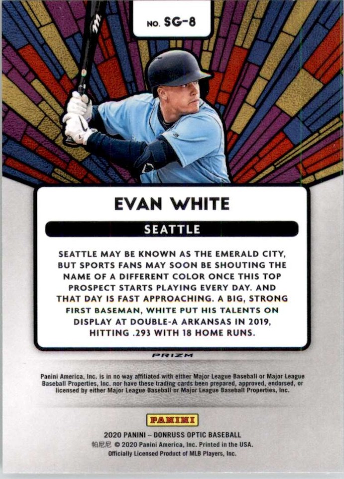 Evan White 2020 Donruss Optic Stained Glass Holo #8 136835 Baseball ...