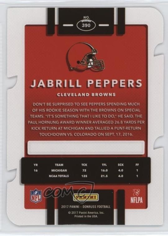 2017 Donruss Rookies Press Proof Gold Die-Cut /25 Jabrill Peppers #390 ...