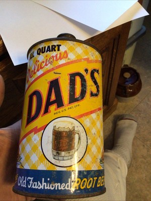 DADS QT ROOT BEER CAN CONE TOP. CHICAGO ILLINOIS , RARE ITEM, HOT DOG ...