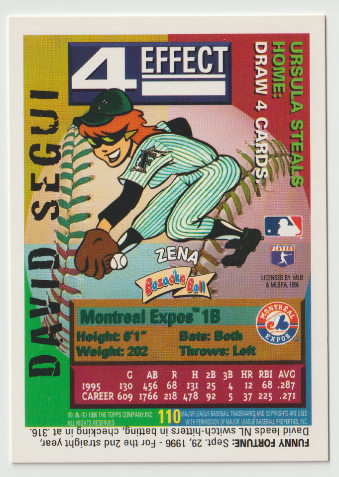 1996 Topps Bazooka Baseball #110 David Segui - Montreal Expos | eBay