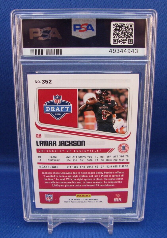 2018 Score "LAMAR JACKSON" Scorecard Rookie Card ~ Graded PSA 9 Mint ...