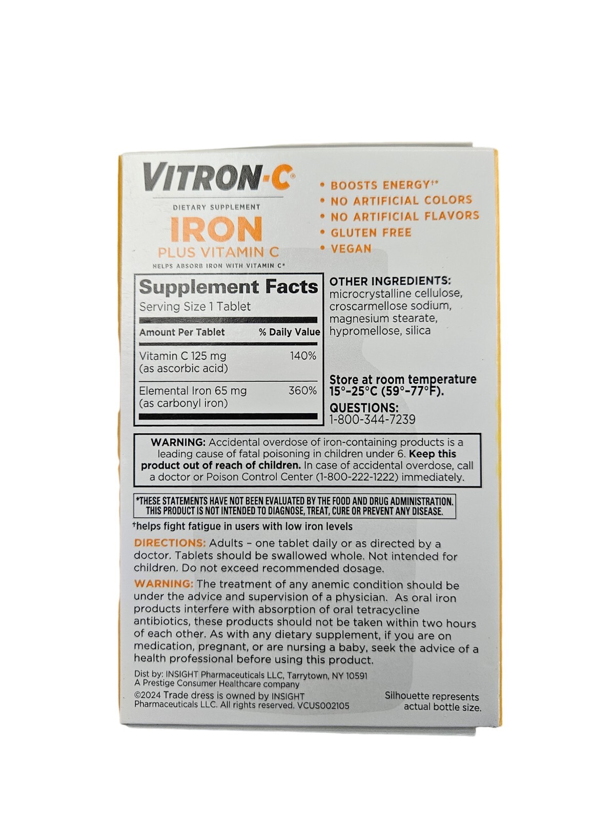 Vitron C High Potency Iron & Vitamin C Tablets 60ct ( 3 pack ) NEW LOOK ...