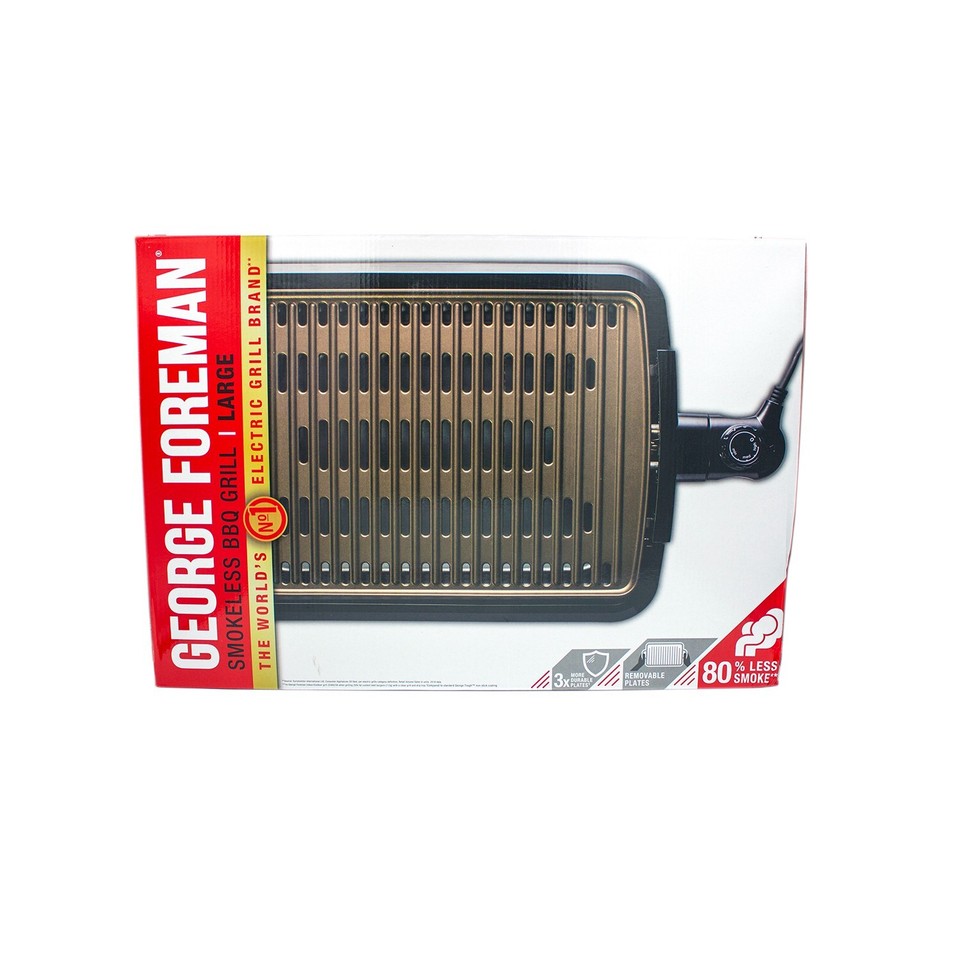 George Foreman 1600W Smokeless Electric Grill NonStick, BBQ & Panini ...