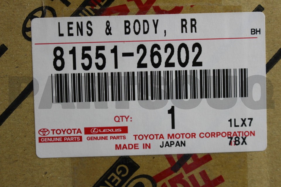 8155126202 Genuine Toyota LENS & BODY RR 81551-26202 | eBay