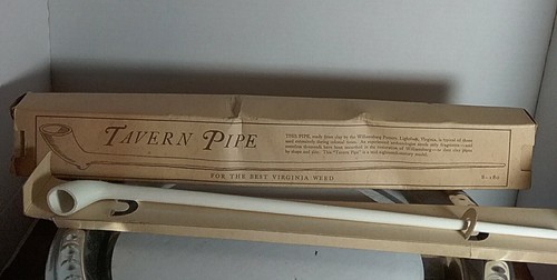 Clay Colonial Tavern Pipe, 17" "Williamsburg Pottery" in Original box ...