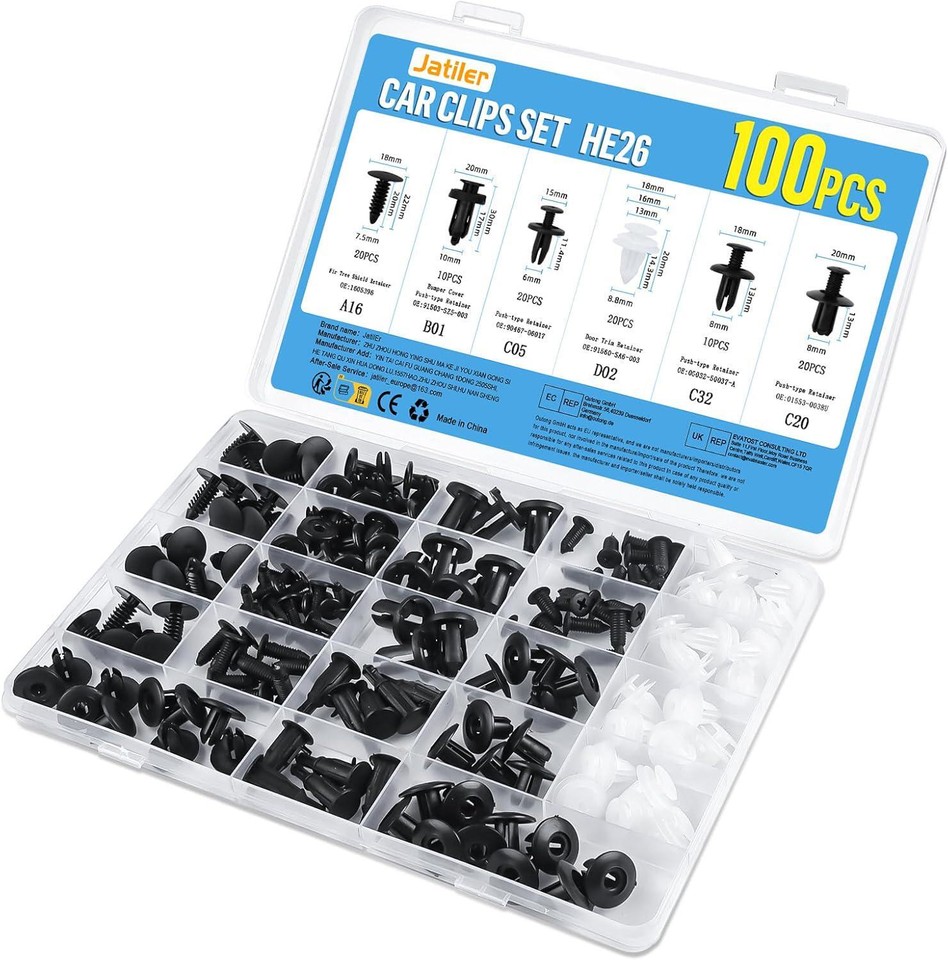 100 Pcs Car Body Trim Clips, Plastic Rivet Fasteners Universal Auto ...