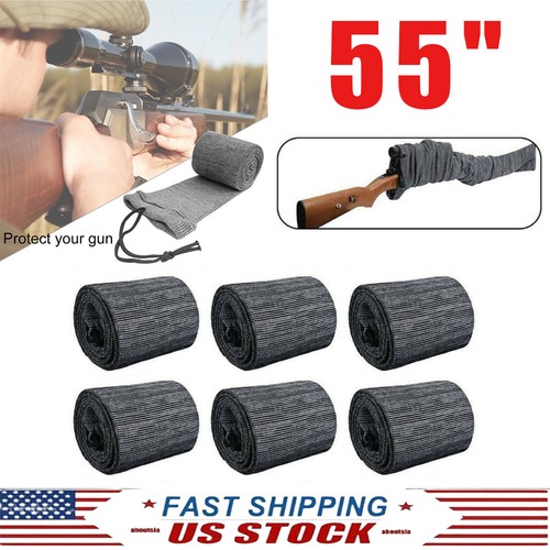 Gray 6/12 Pack Shotgun Rifle Socks Hunting Gun Sleeve Silicone Treated ...