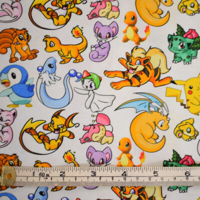 Pokemon 100% Cotton Fabric, Sew Quilting Crafts Half Metre Fat 1/4 | eBay