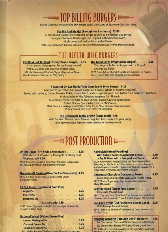 Studio Cafe Menu MGM Grand Hotel Las Vegas Nevada | eBay
