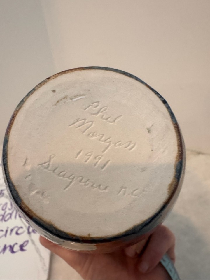 Phil Morgan Signed 1991 Crystalline Glaze Vase – Honey Gold & Blue ...