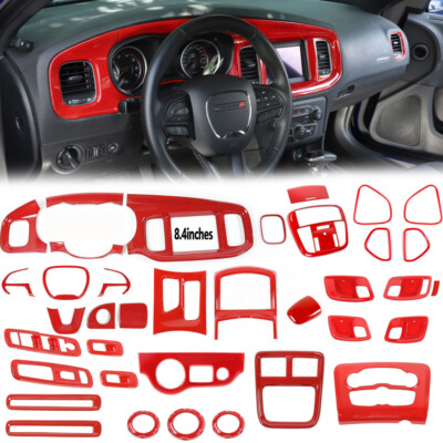 37x Red ABS Full Set Interior Decor Panel Cover Trim Kit for Dodge ...