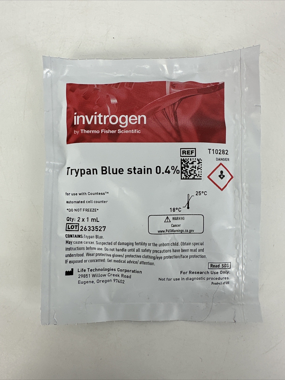 Invitrogen by Thermo T10282 Trypan Blue Stain 0.4% for Countess Cell ...
