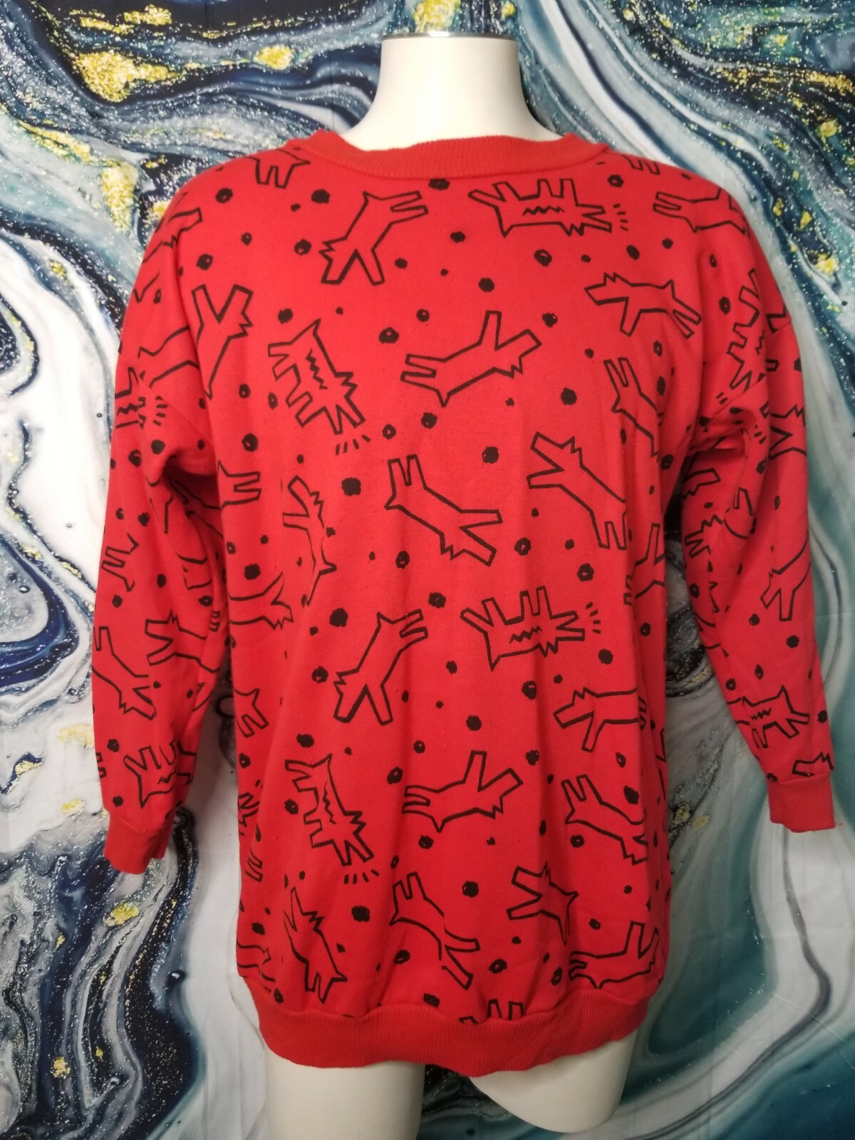 Vintage L Keith Haring Barking Dog Pull Over Crewneck… - Gem