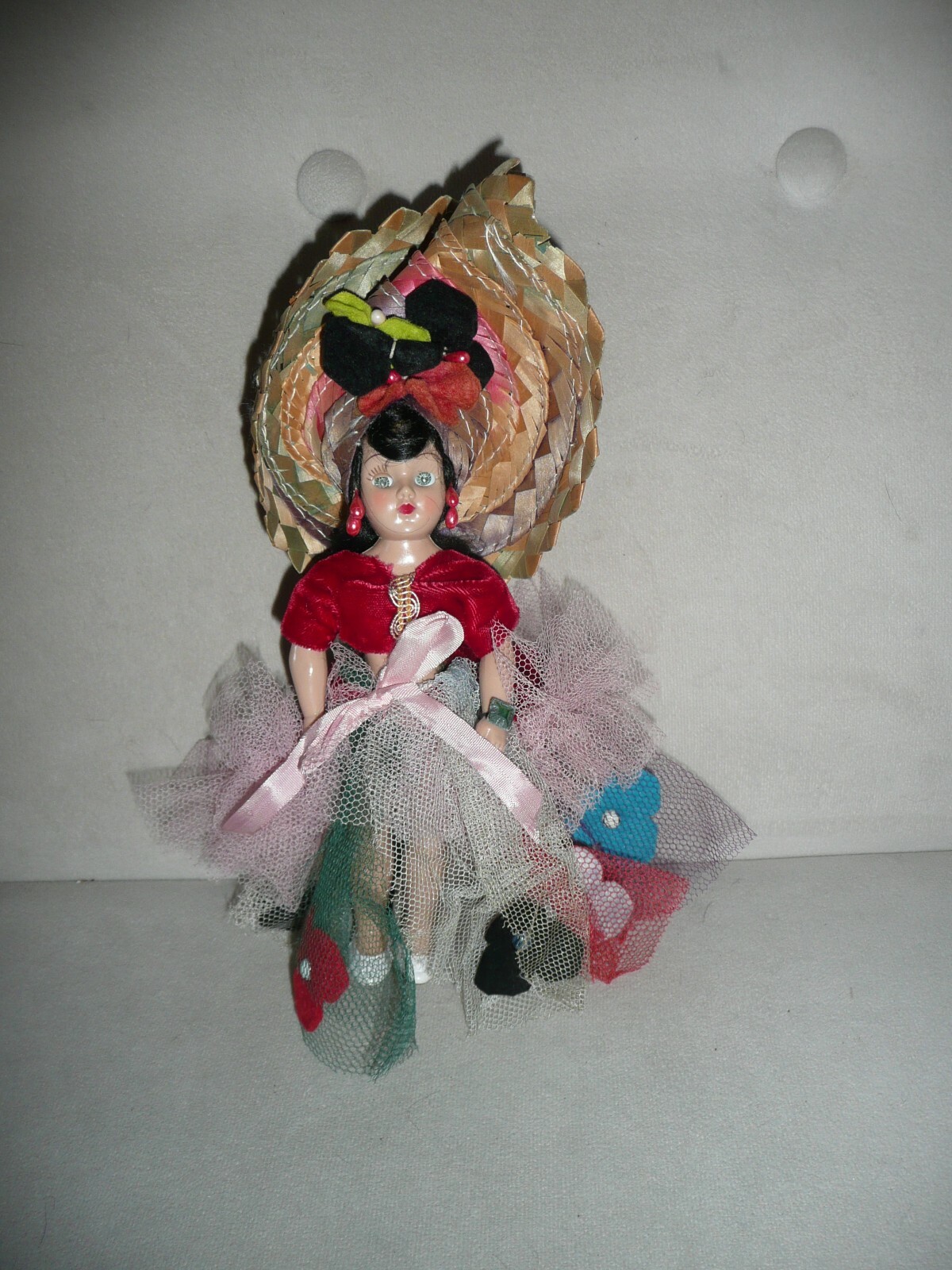 Vintage Plastic Spanish Senorita Flamenco Dancer Doll W/ Lace Dress 10 ...