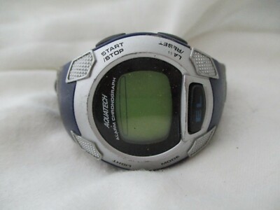Aquatech Alarm Chronograph Digital Watch Silver Toned & Black UNTESTED ...