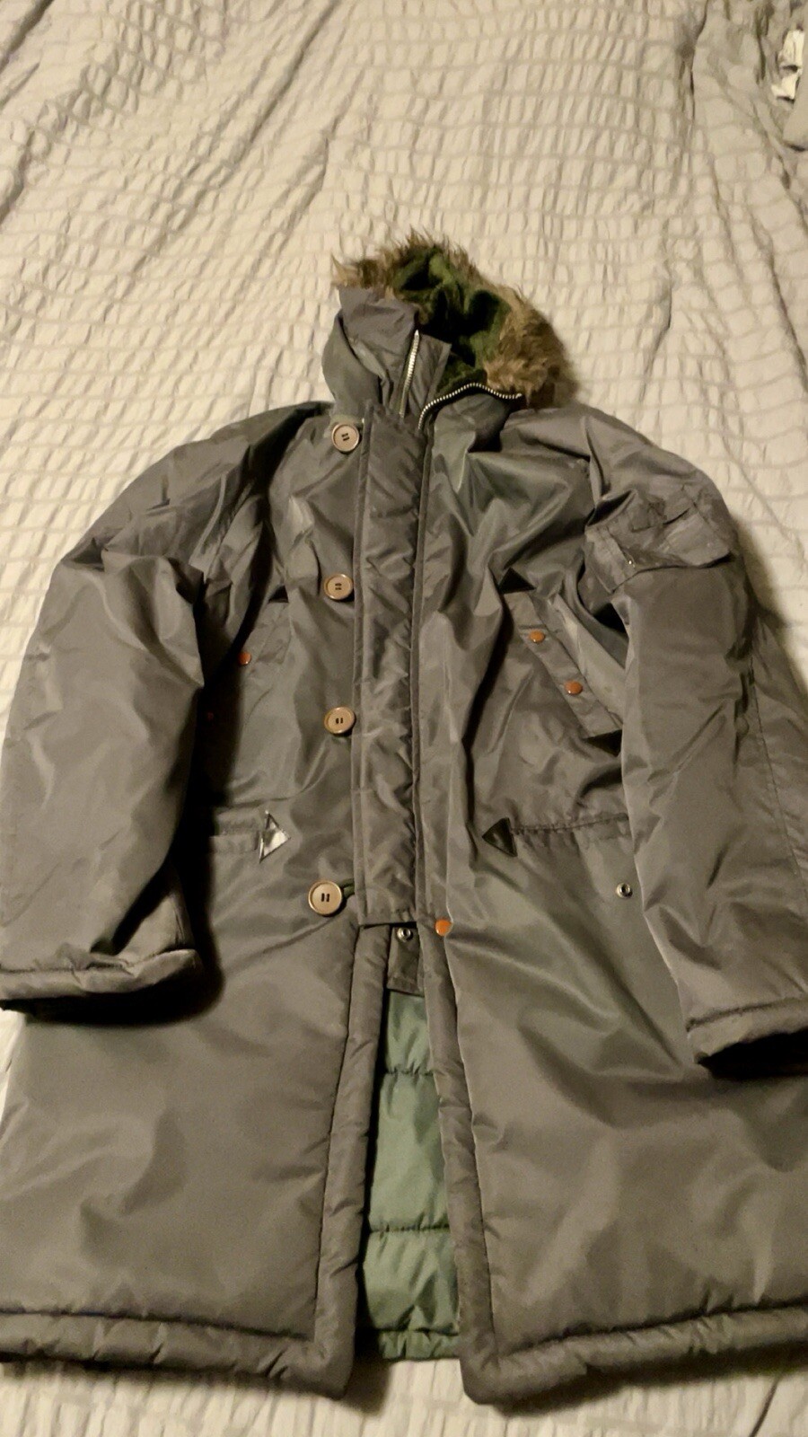Men’s Green Parka Lined Extra Large Overcoat Jacket - Gem