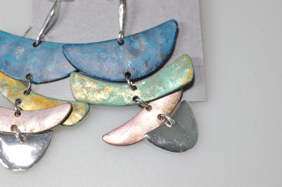 Robert Lee Morris RLM SOHO Silver blue Dangle chunky boho Earrings PA9 ...