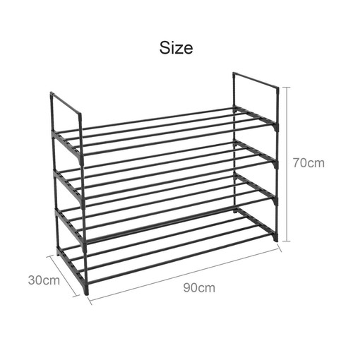 4 Tier Extendable Shoe Rack 16 Pairs Space Saving Storage Organiser ...