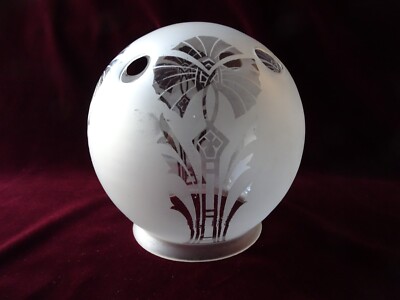 Antique Acid Etched Glass Art Nouveau Gas Lamp Shade w/ Air Holes, 3.5 ...