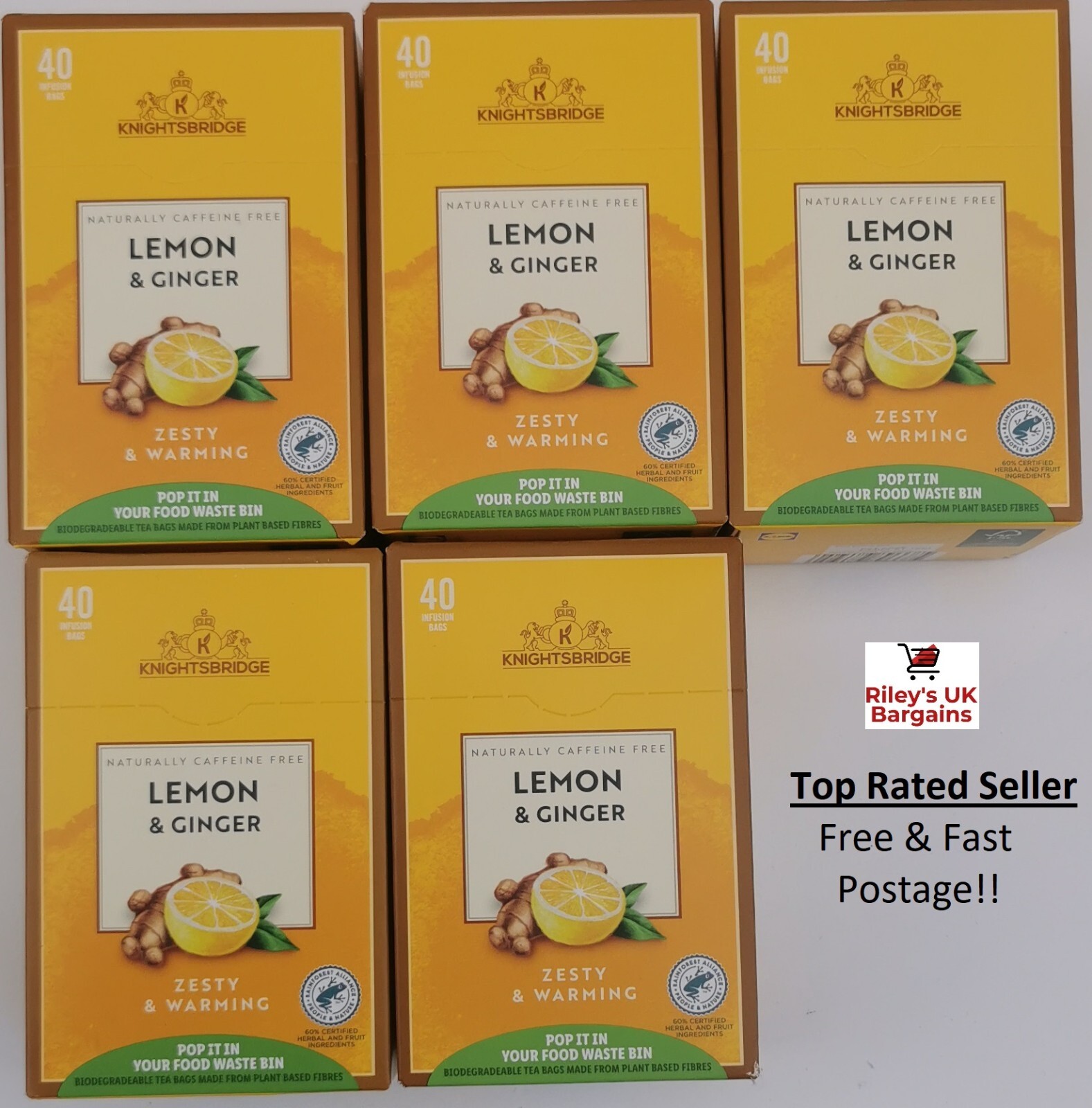 Knightsbridge Lemon & Ginger infusion Fruit Tea 200 bags Herbal ...
