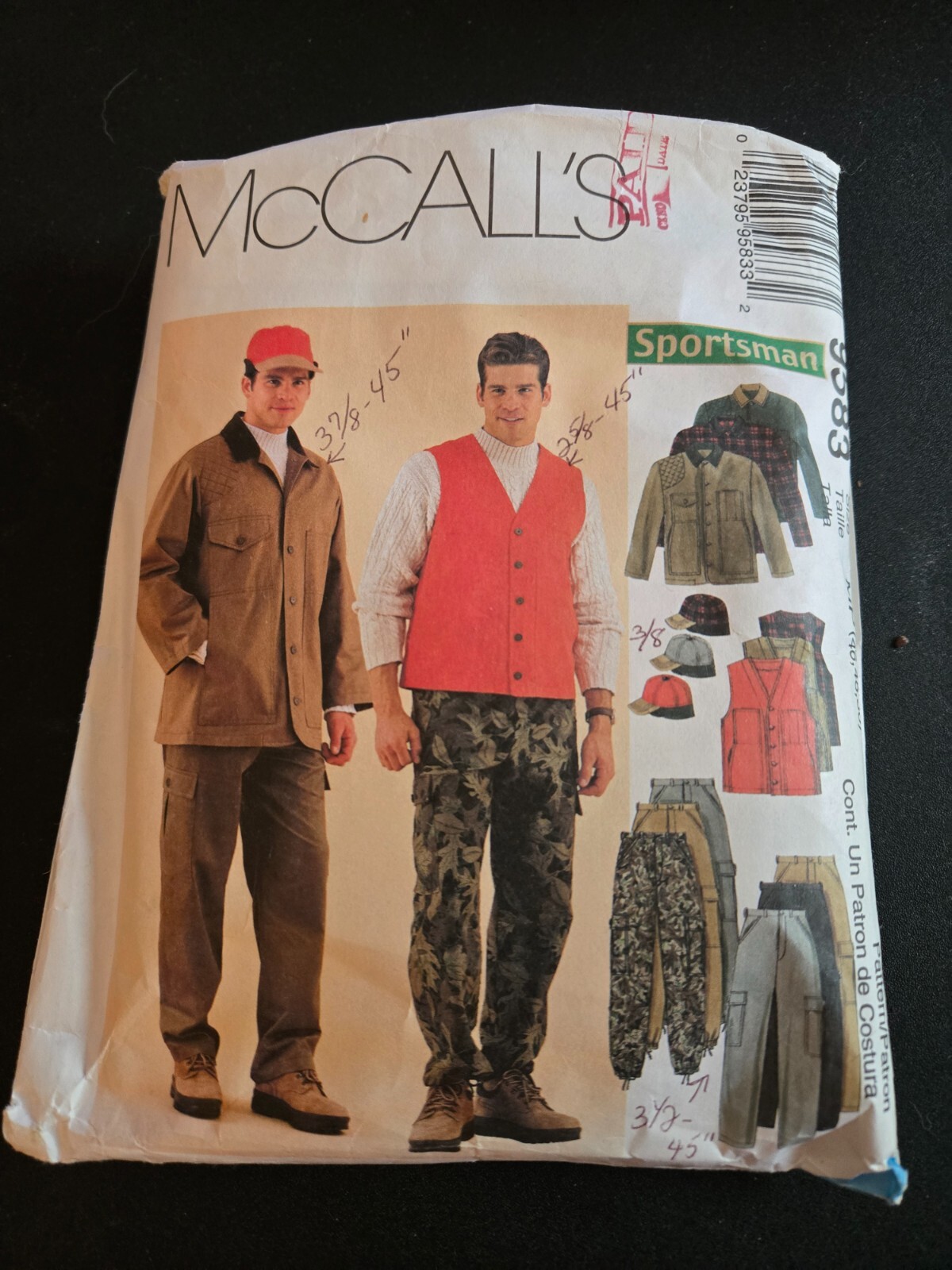 McCalls 1998 Sewing Pattern #9583 Outdoor Hunting Jacket Pants Vest Hat ...