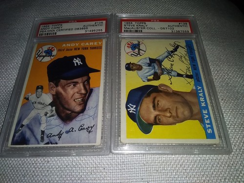 1954 Andy Carey PSA DNA Signed Autograph & 1955 Topps Steve Kraly Auto ...
