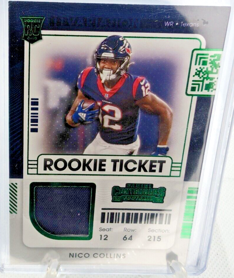 2021 PANINI CONTENDERS ROOKIE TICKET GREEN FOIL NICO COLLINS JERSEY RC ...