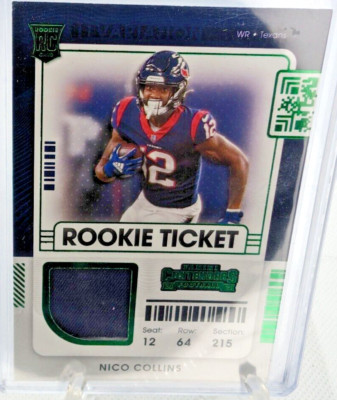 2021 PANINI CONTENDERS ROOKIE TICKET GREEN FOIL NICO COLLINS JERSEY RC ...