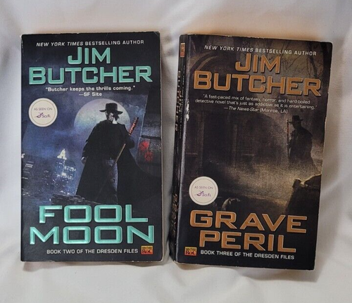 "Fool Moon" and "Grave Peril" Books by Jim Butcher (Dresden Files Books ...
