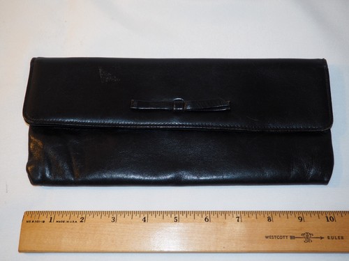 Jane Shilton Black Clutch Leather w/Bow | eBay
