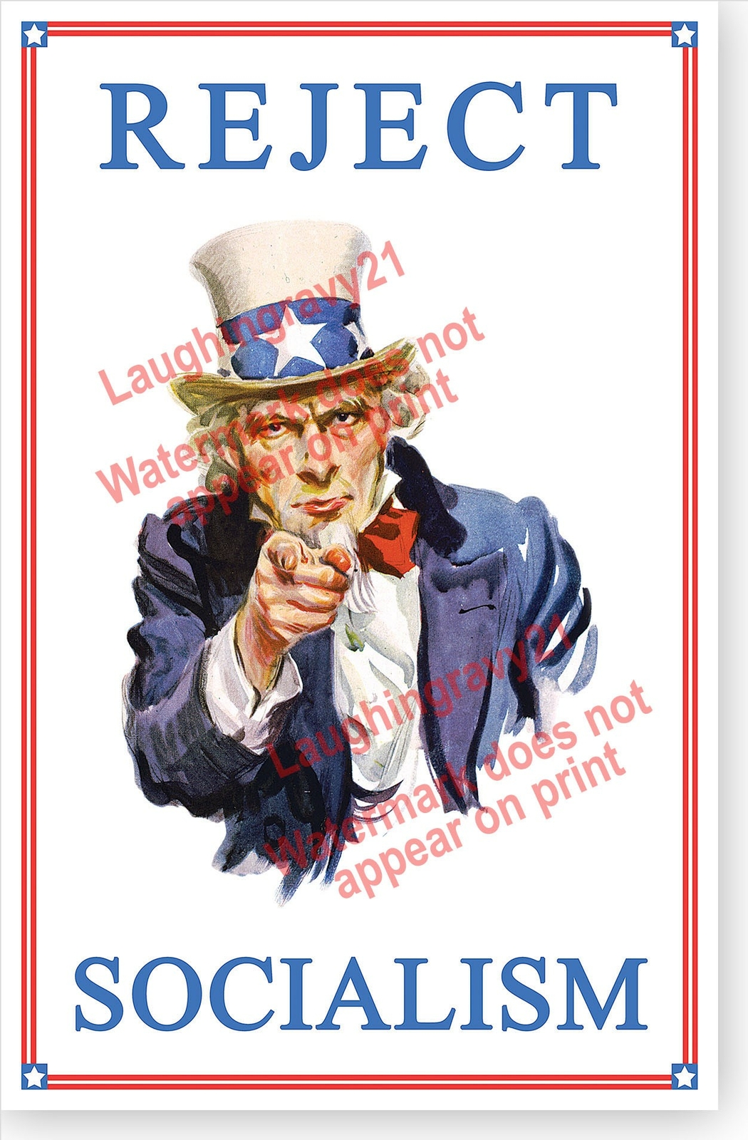 Retro Uncle Sam Reject Socialism Political Propaganda Poster | eBay