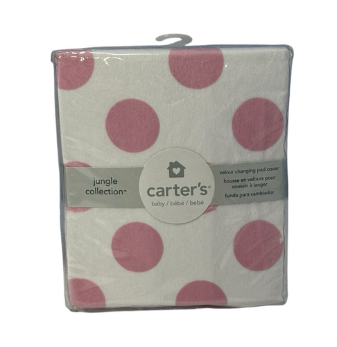 Carter's Jungle Collection Pink White Polka Dots Velour Changing Pad ...