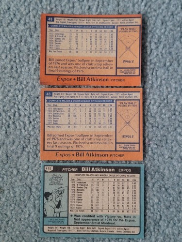 Bill Atkinson Baseball Card Mixed Lot of approx 3 Cards | eBay