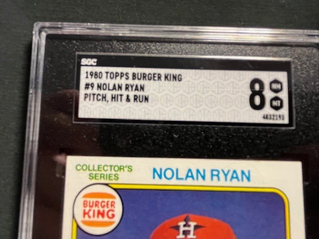 1980 TOPPS BURGER KING PITCH, HIT & RUN NOLAN RYAN CARD, HOF, SGC 8 ...